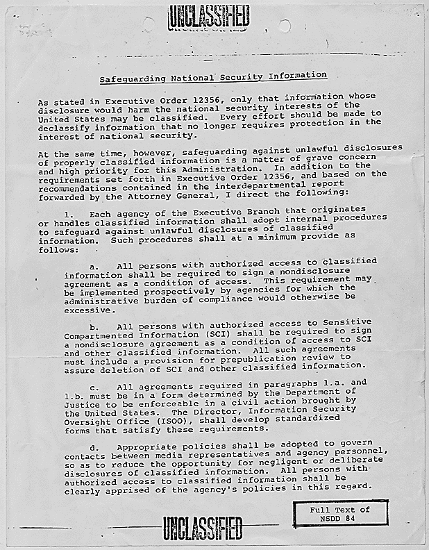NSDD - National Security Decision Directives - Reagan Administration