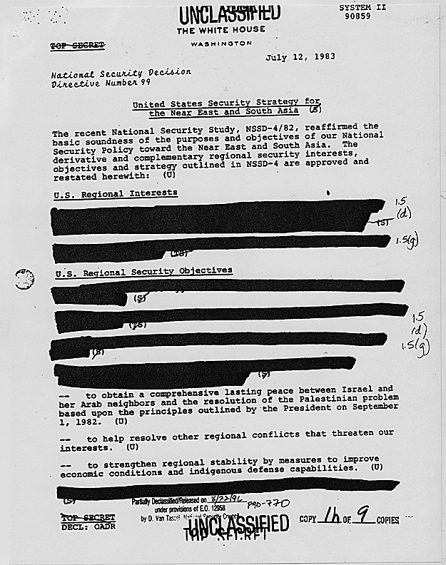 NSDD - National Security Decision Directives - Reagan Administration