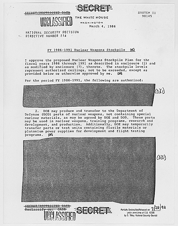 NSDD - National Security Decision Directives - Reagan Administration